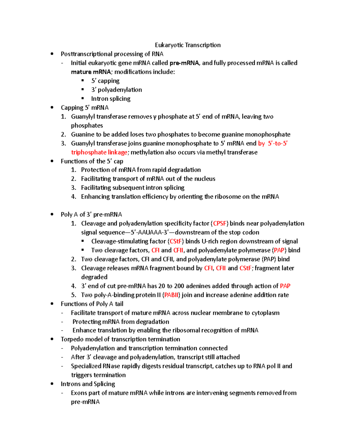 Eukaryotic Transcription - Cleavage and polyadenylation specificity ...