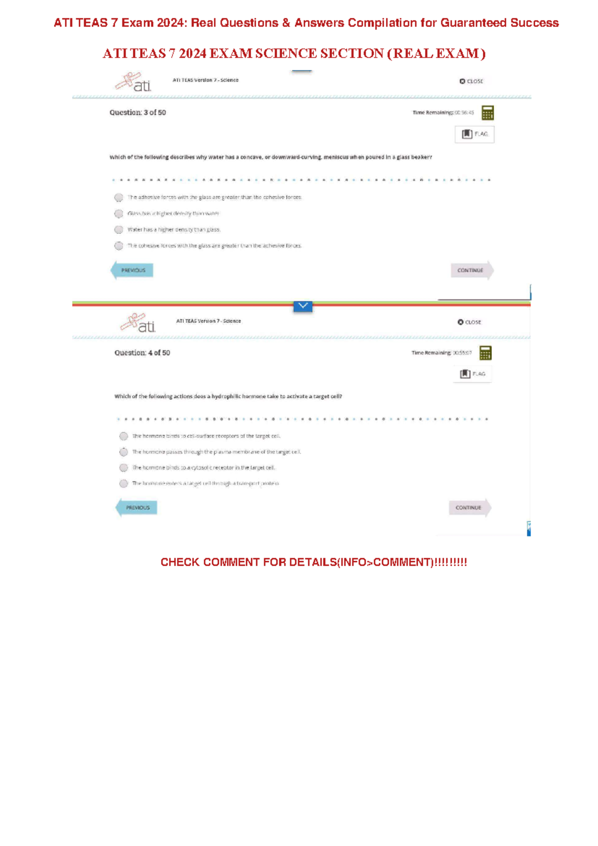 ATI TEAS 7 Exam 2024 | Real Questions & Answers Compilation for ...