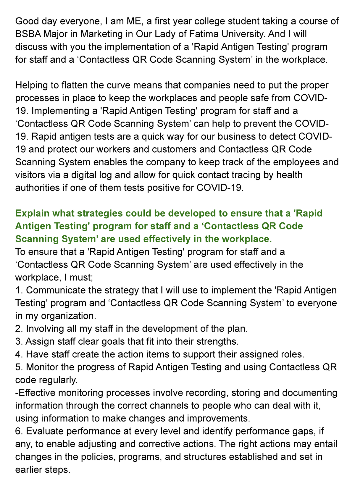 PACE PROJ Script - Good day everyone, I am ME, a first year college ...