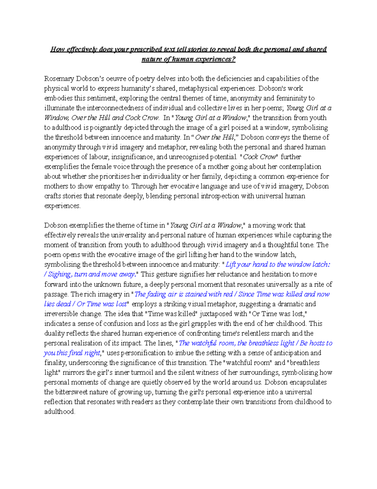 Common Module Essays - How effectively does your prescribed text tell ...