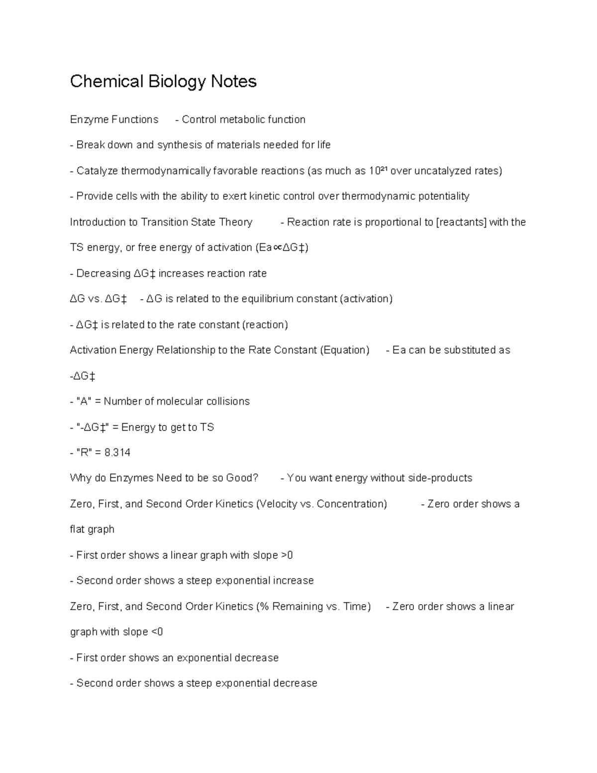 Chemical Biology Notes Part 2 - Chemical Biology Notes Enzyme Functions ...