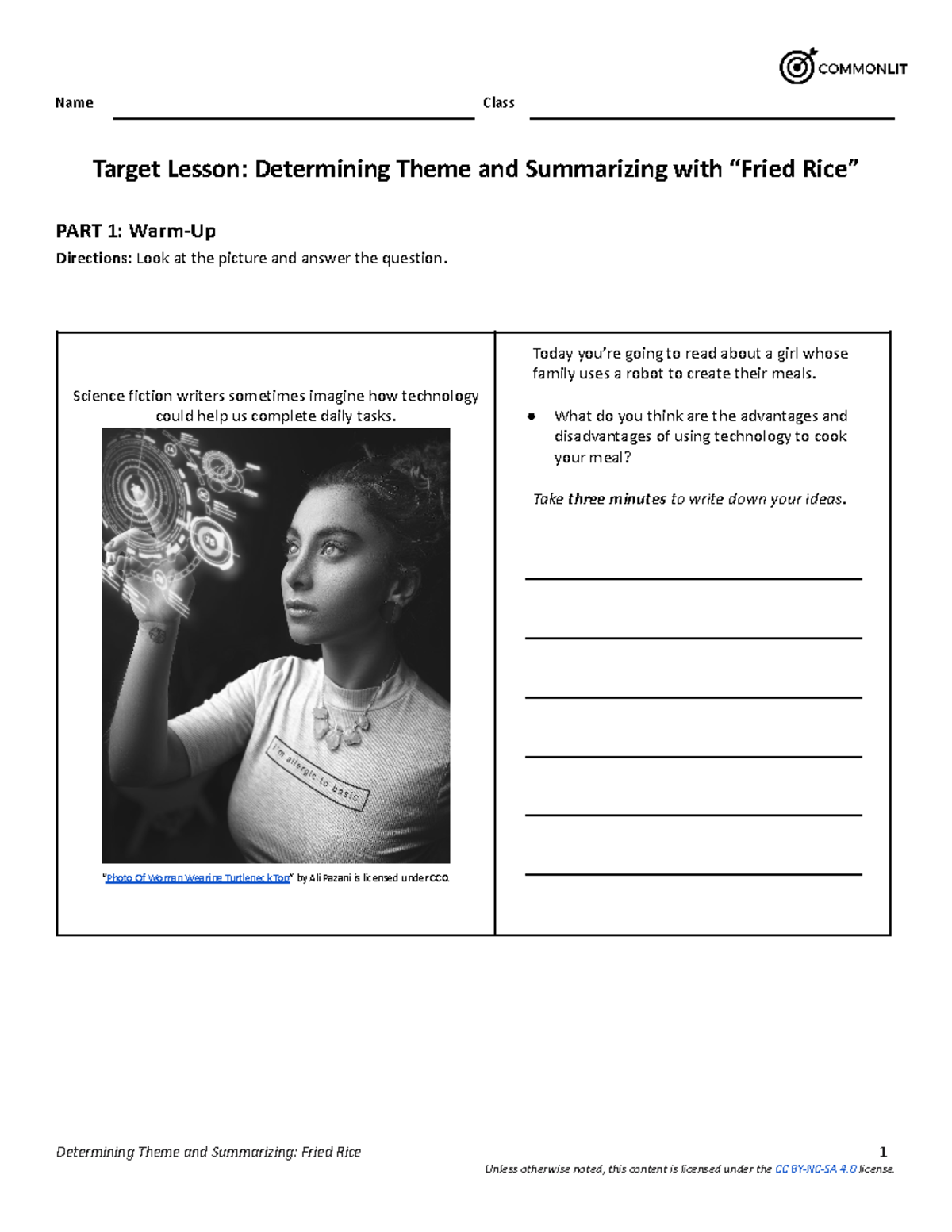 Fried Rice Target Lesson Student COPY - Name Class Target Lesson ...