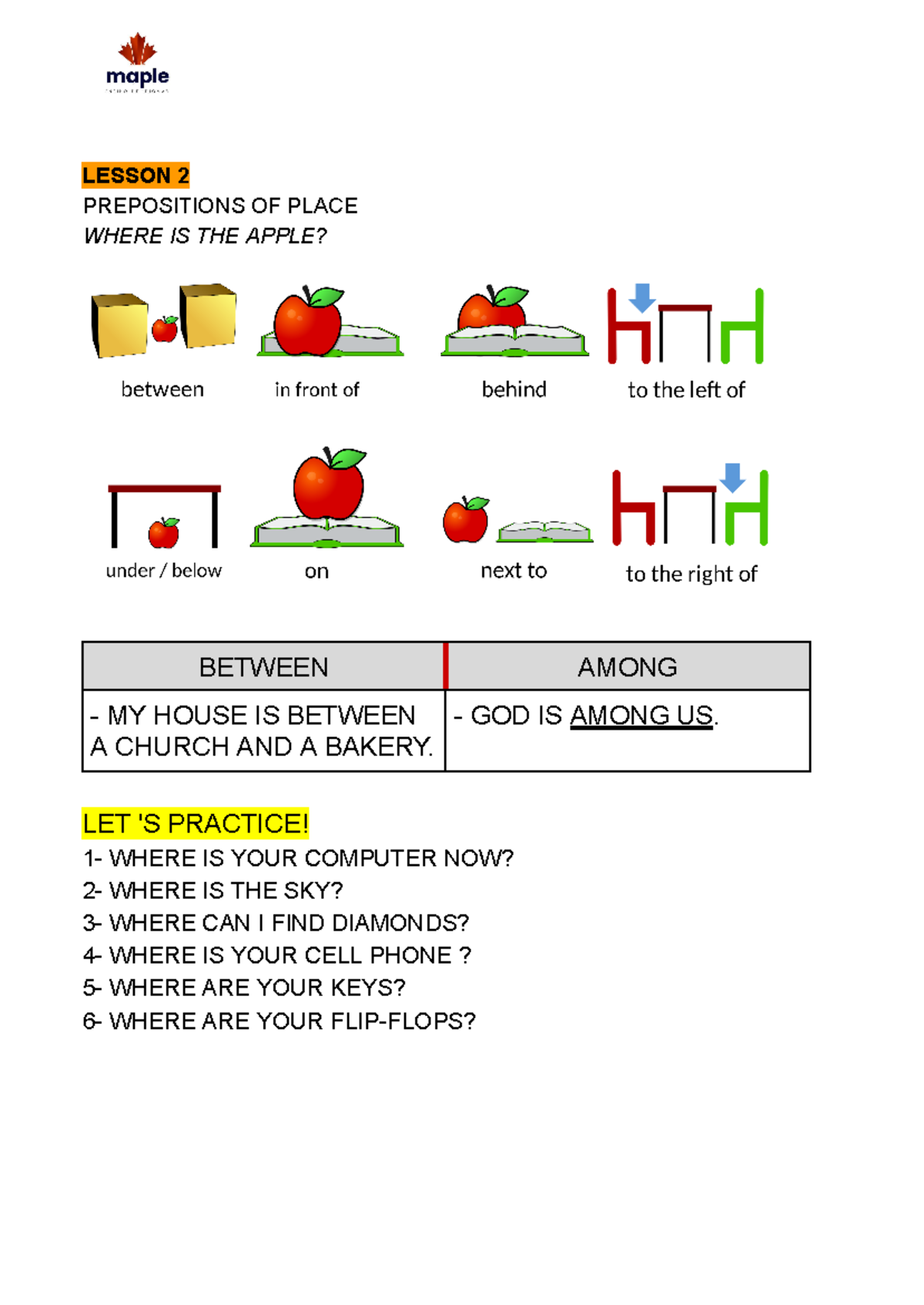 L2 Oral Class - Jsjshsbdd - LESSON 2 PREPOSITIONS OF PLACE WHERE IS THE ...