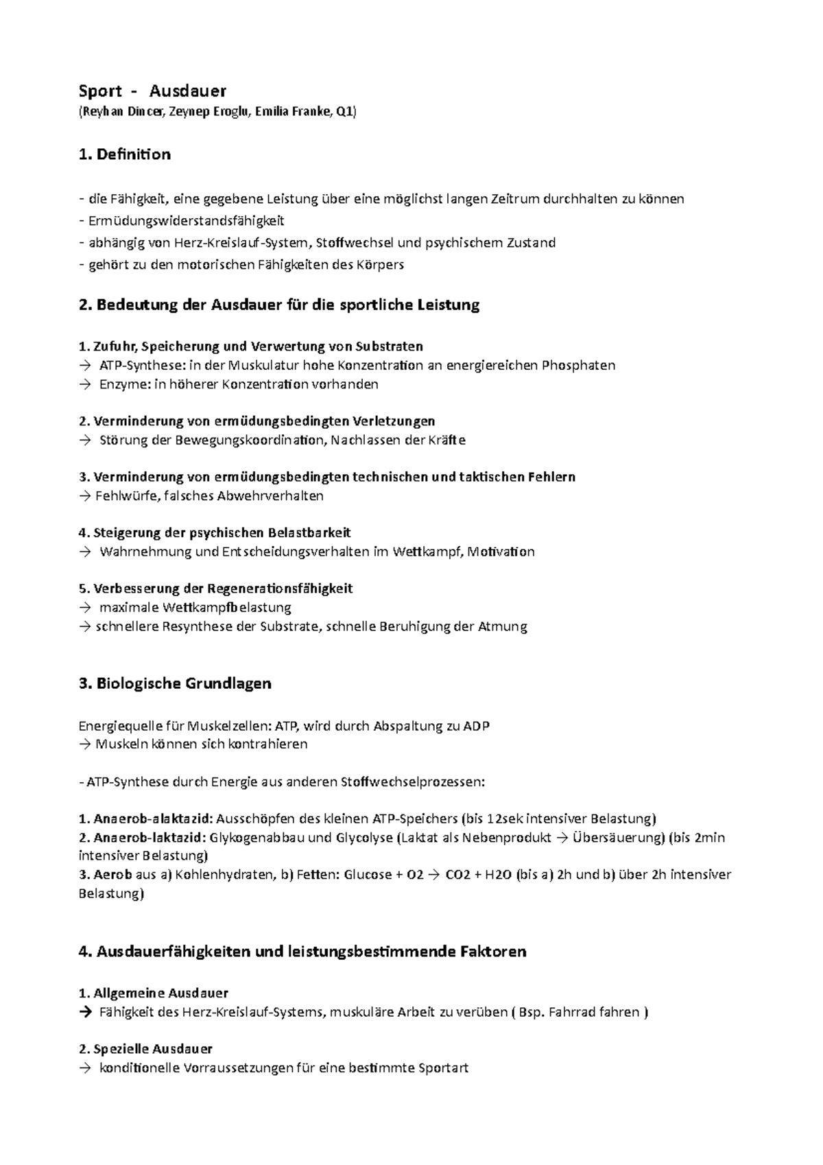Sport handout 2 - ... - Sport - Ausdauer (Reyhan Dincer, Zeynep Eroglu ...