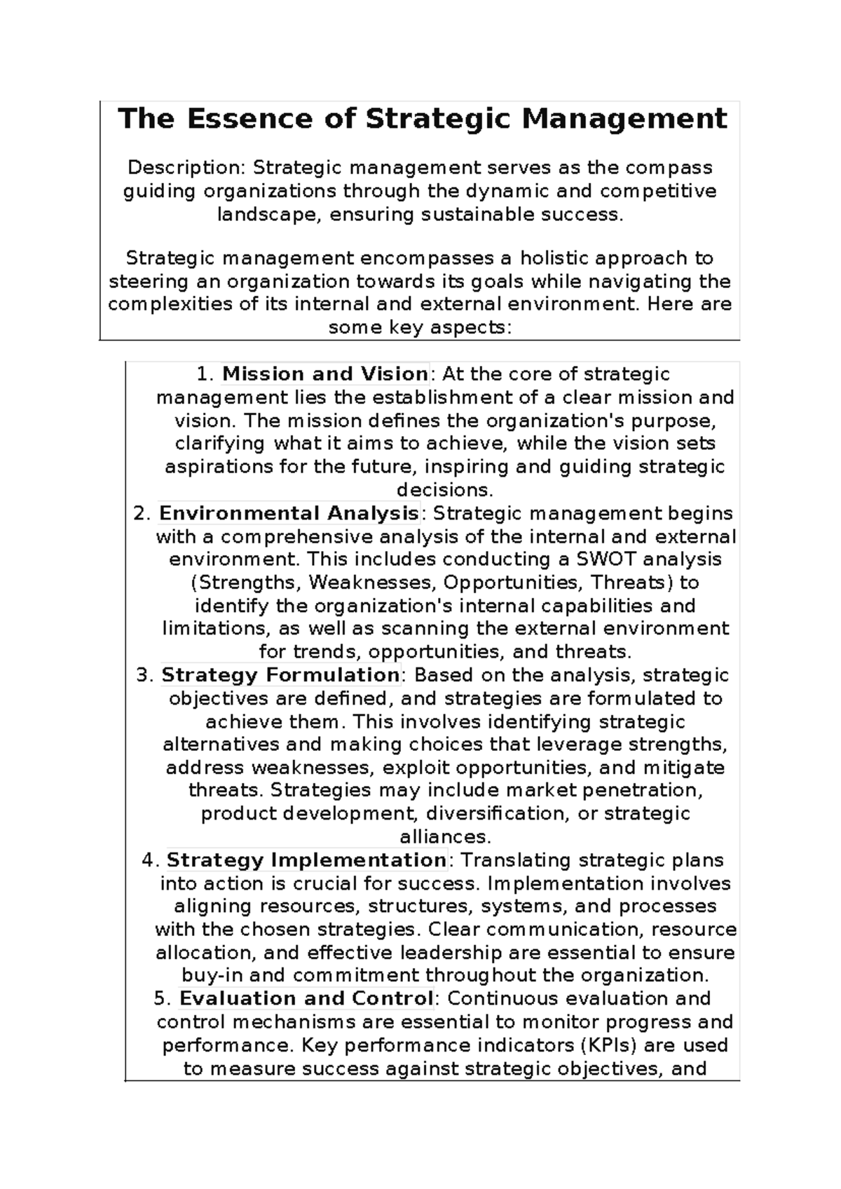 The Essence of Strategic Management - The Essence of Strategic ...