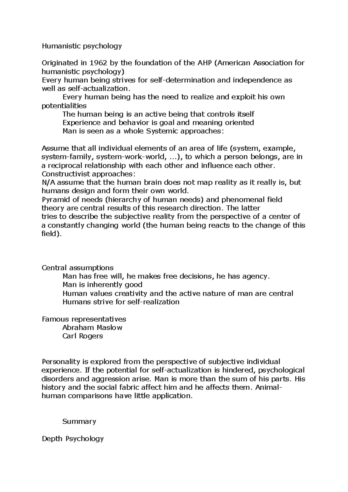 Humanistic psychology - Humanistic psychology Originated in 1962 by the ...