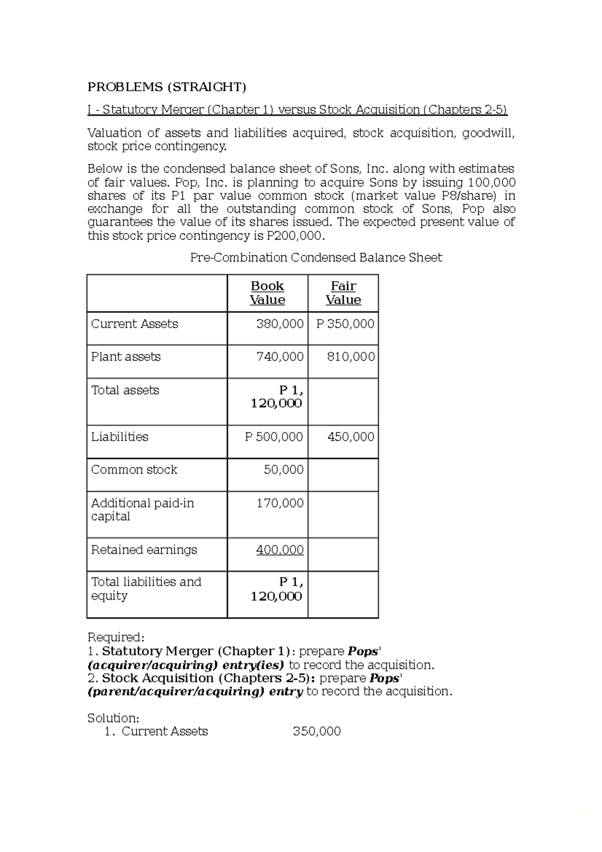 Math-problem-you-want-to-solve compress - PROBLEMS (STRAIGHT) I - Statutory Merger (Chapter 1 ...