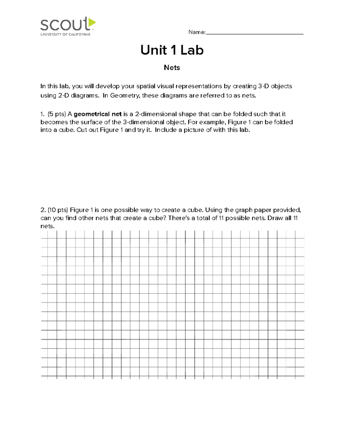 Geom Unit 1 Lab For Geometry Name Unit 1 Lab Nets In This Lab