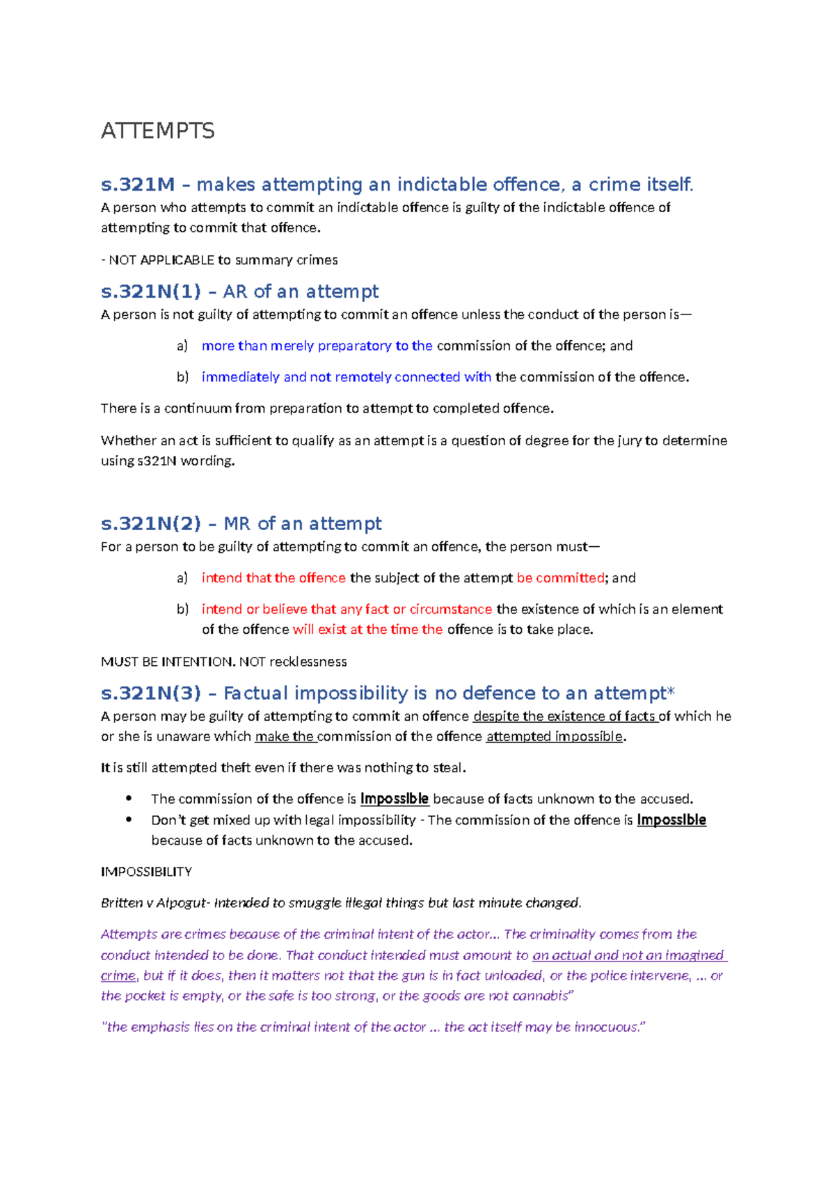 Attempts- Cheat Sheet - ATTEMPTS s – makes attempting an indictable ...