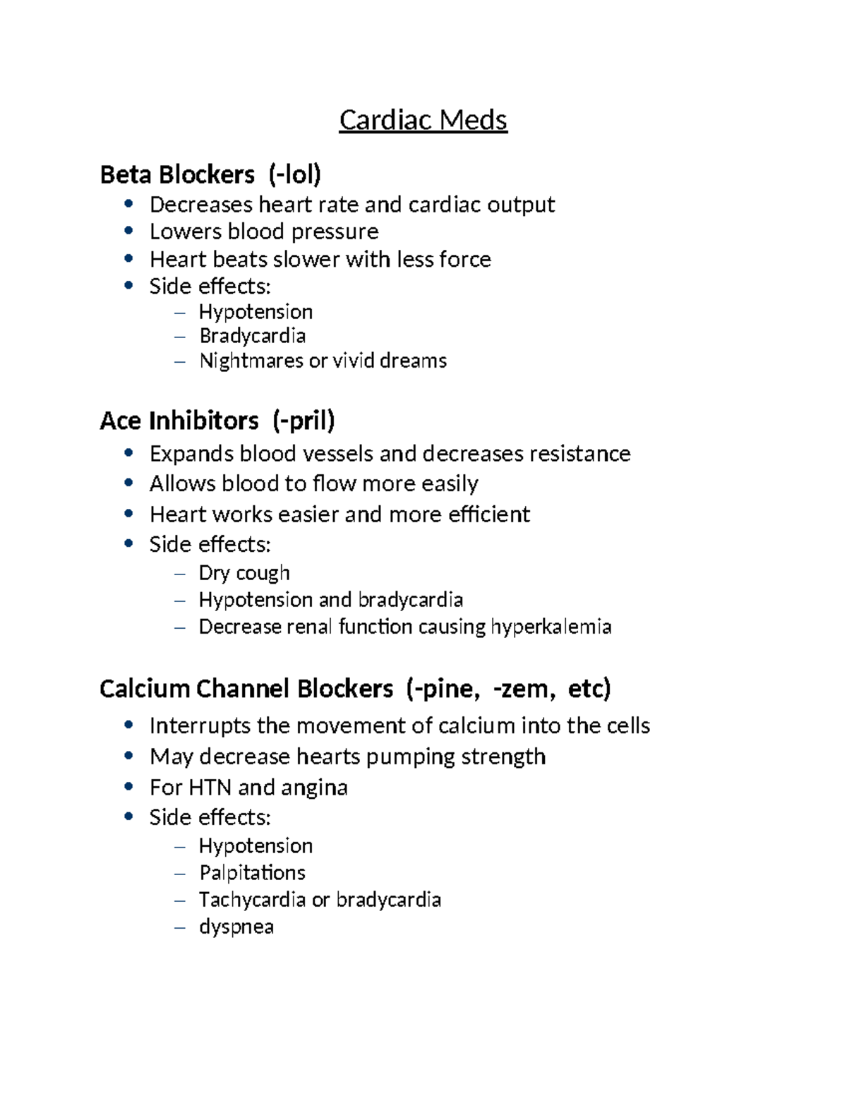 Cardiac MEDS Peds 116 - Review - Cardiac Meds Beta Blockers (-lol ...