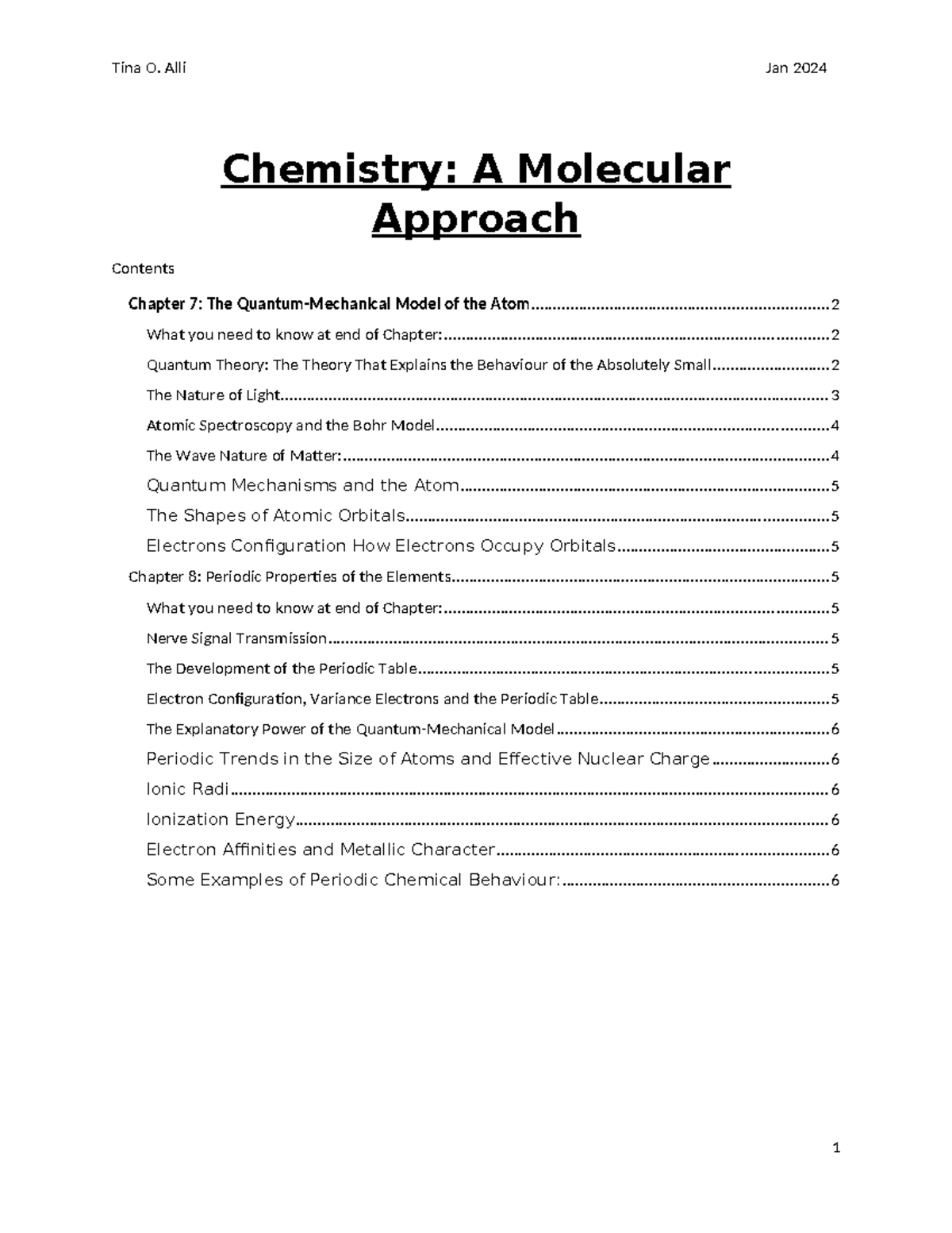 Chemistry A Molecular Approach Exam Notes - Chemistry: A Molecular ...