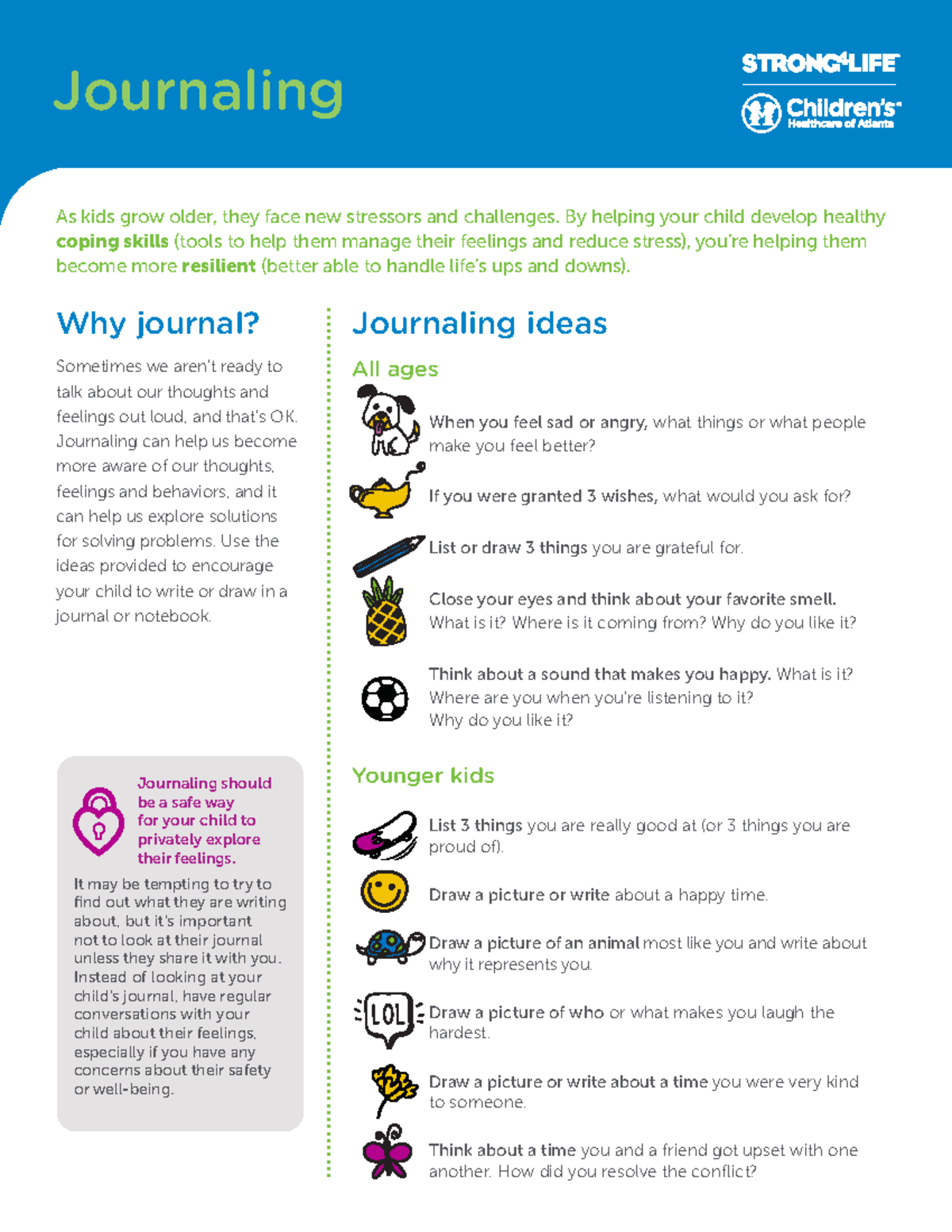 Coping-Skills-for-kids-Journaling Eng-Sp 2022 - As kids grow older ...