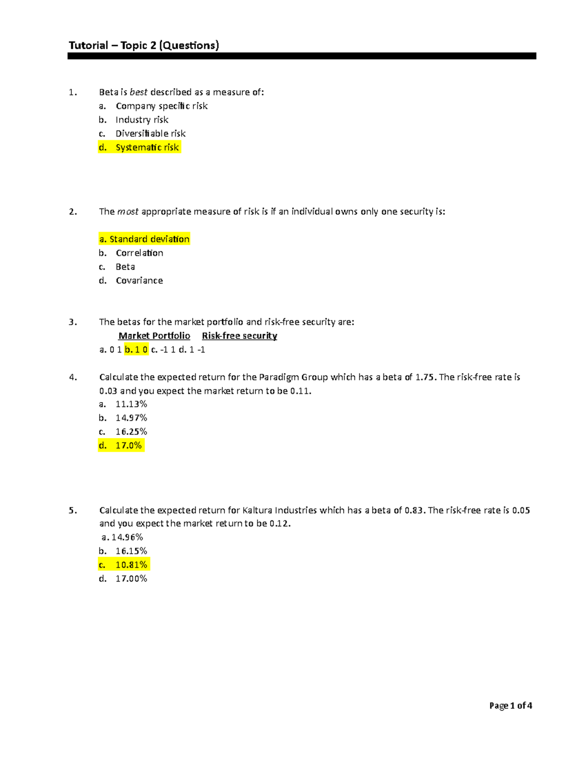 Tutorial (Q) Topic 2 – Estimating Discount Rates - Tutorial – Topic 2 ...