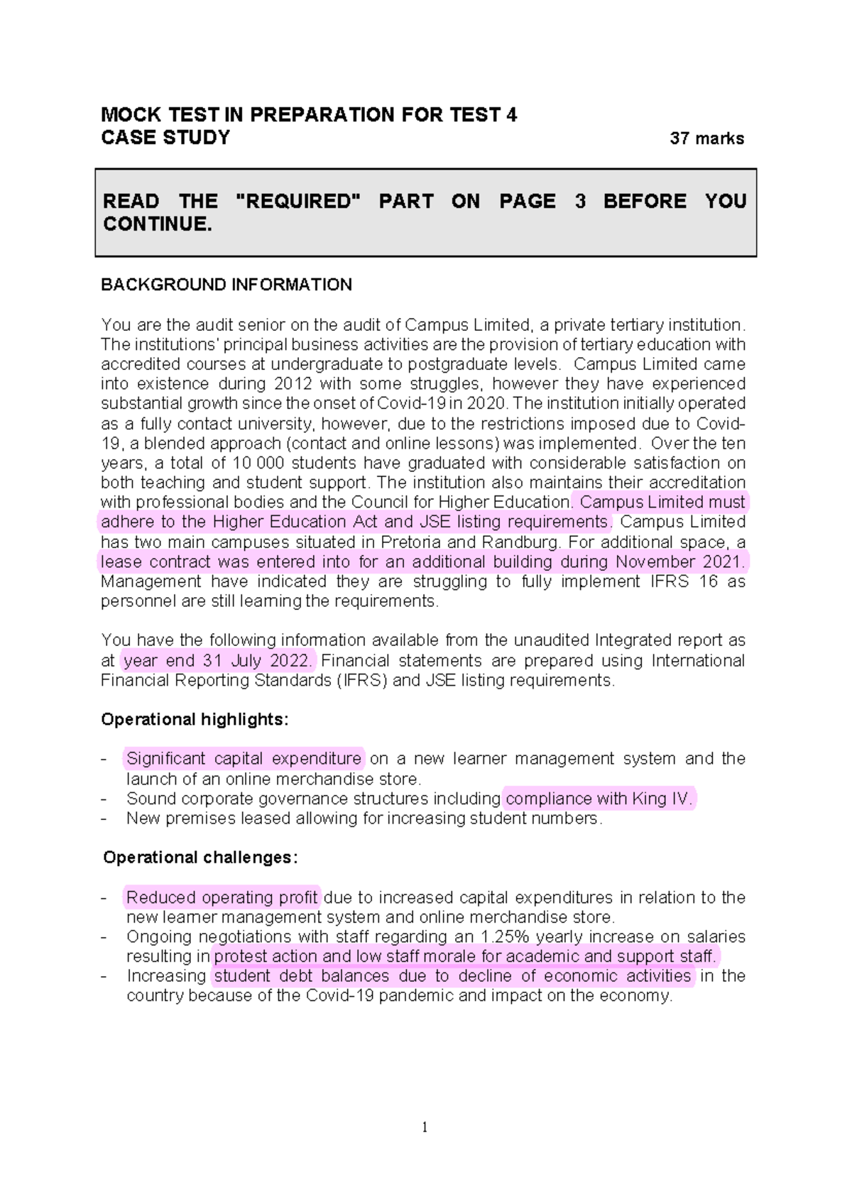 Mock test 4 to practice under exam conditions - 1 MOCK TEST IN ...