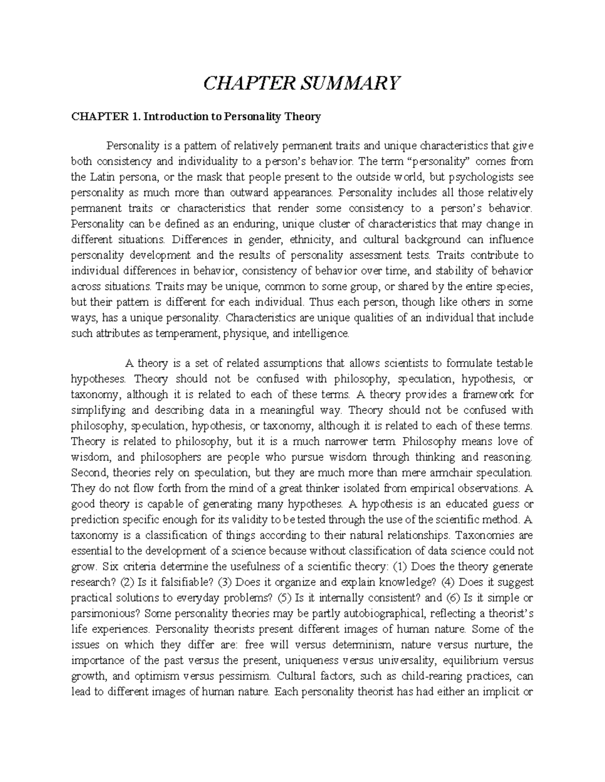 Chapter 1 Chapter Summary - CHAPTER SUMMARY CHAPTER 1. Introduction to ...