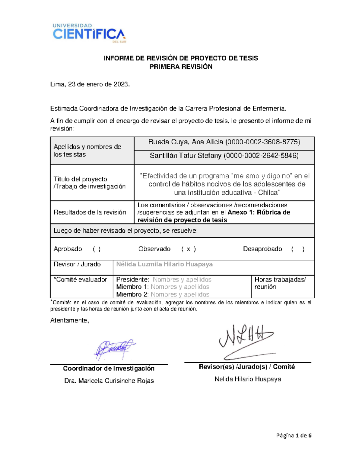 Anexo 6 Revisor 2 V1 1 - trabajo t1 - INFORME DE REVISIÓN DE PROYECTO ...