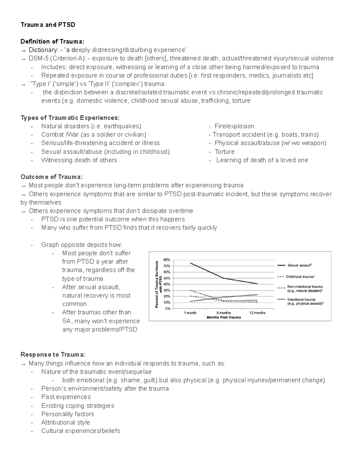 3.2 - trauma and PTSD - Trauma and PTSD Definition of Trauma: ⇾ ...
