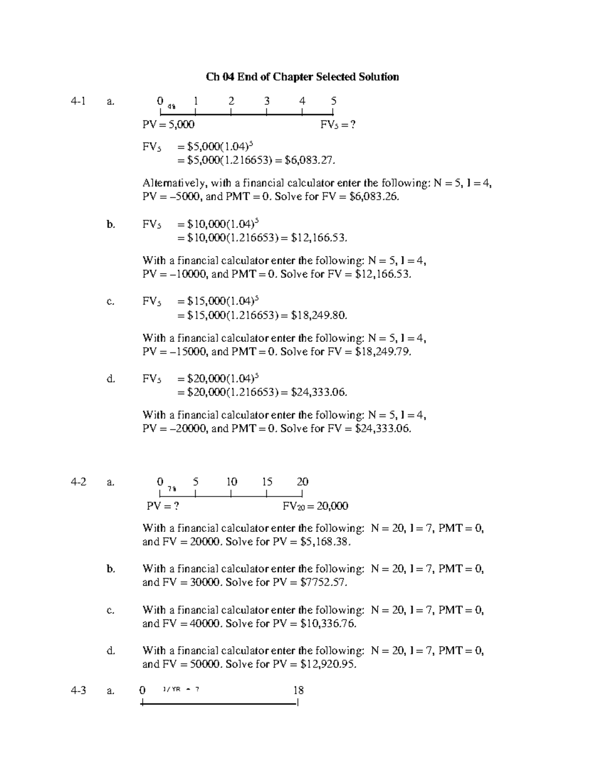 Ch 04 End of Chapter Selected Solution - 0 1 2 3 4 5 | | | | | | PV ...