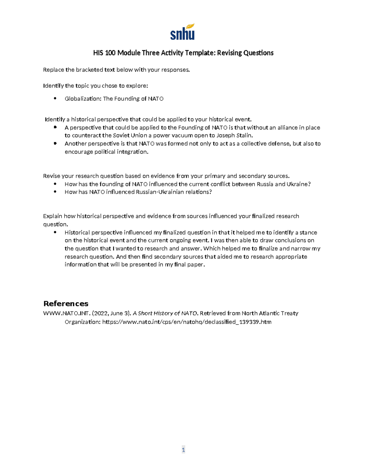 HIS 100 Module Three Activity Revising Questions - HIS 100 Module Three ...