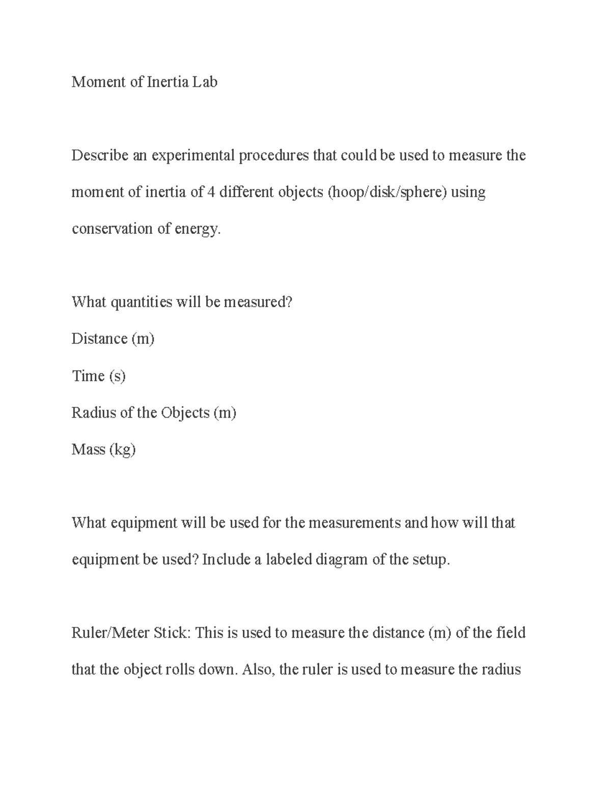 Moment of Inertia - Physics Lab at UGA - BIOL 1104 - UGA - Studocu