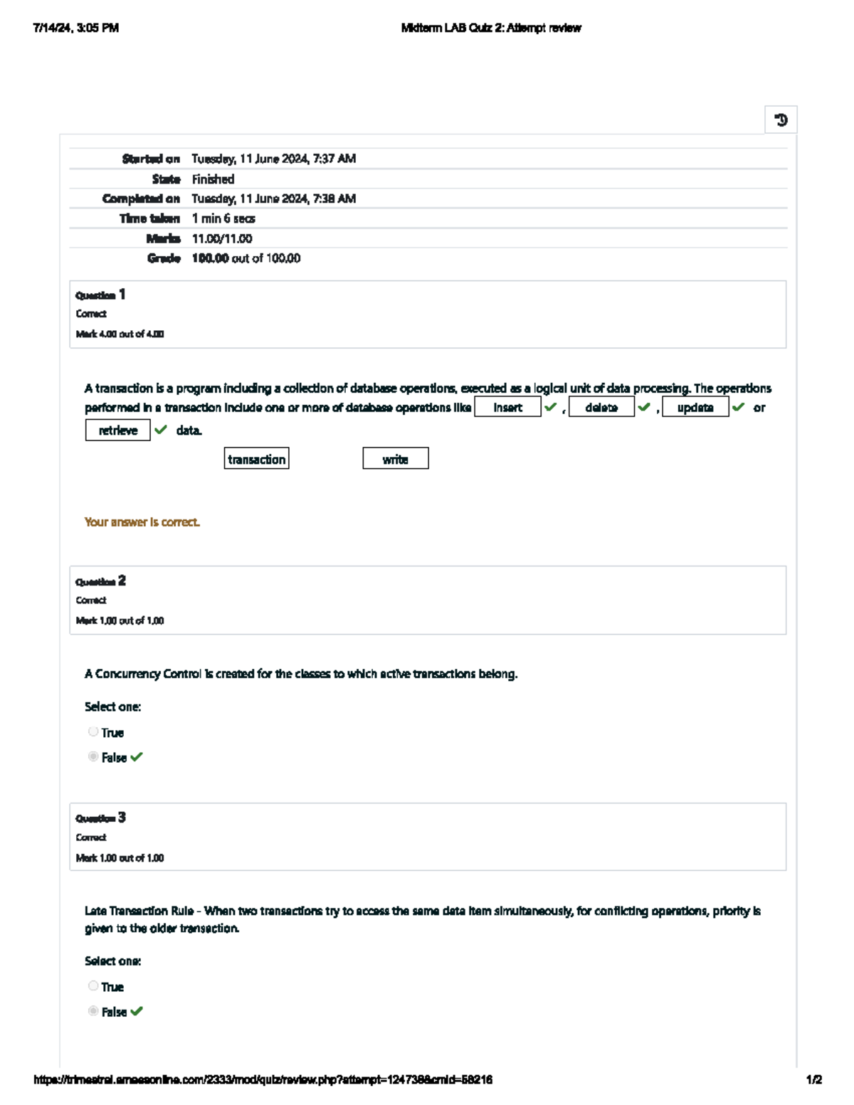 13245678910111213141516171 Midterms Lab Quiz 2 Database management - 3:05 PM Midterm LAB Quiz 2 ...