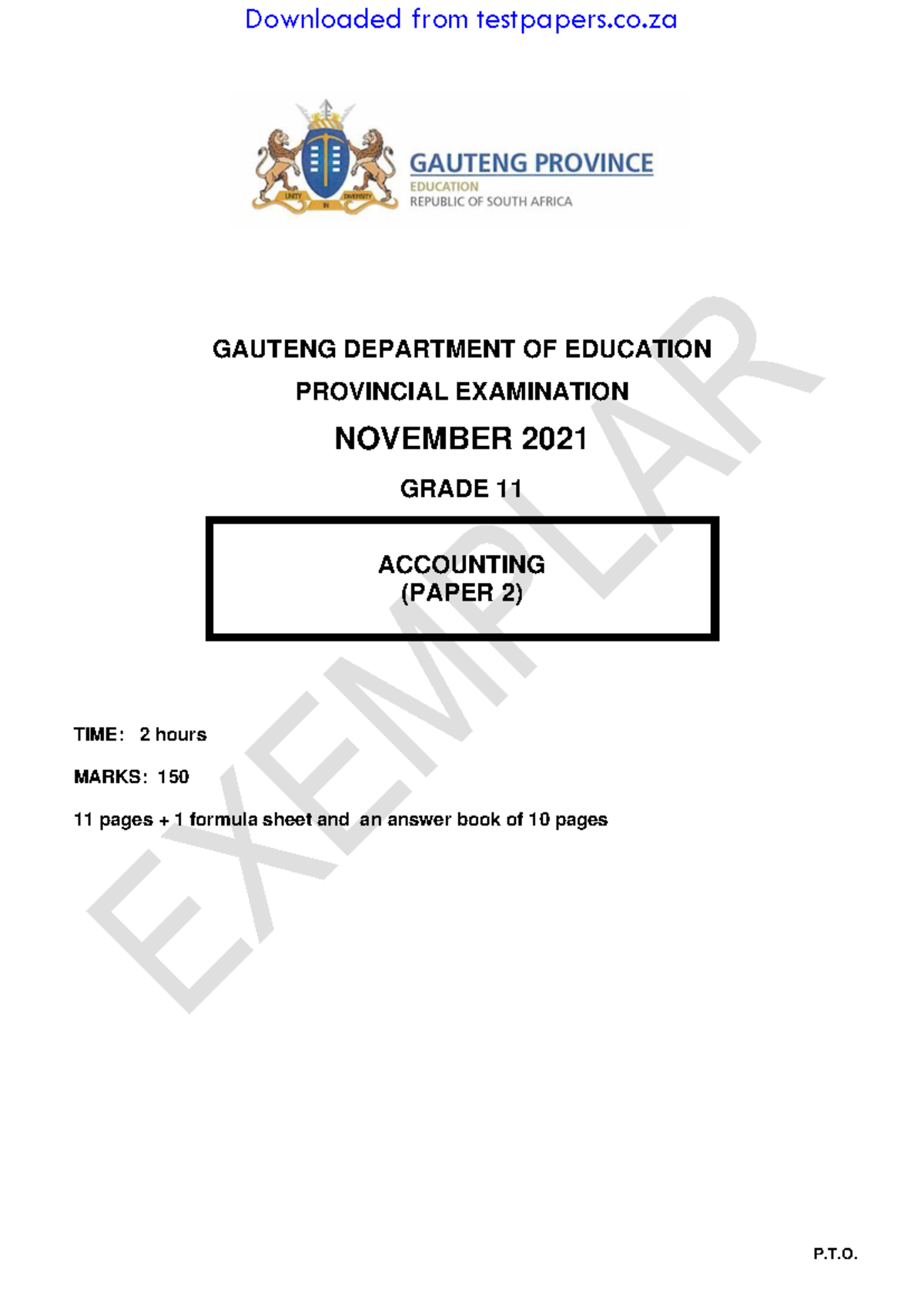 Gr11 Accounting P2 (ENG) NOV Question Paper - GAUTENG DEPARTMENT OF ...