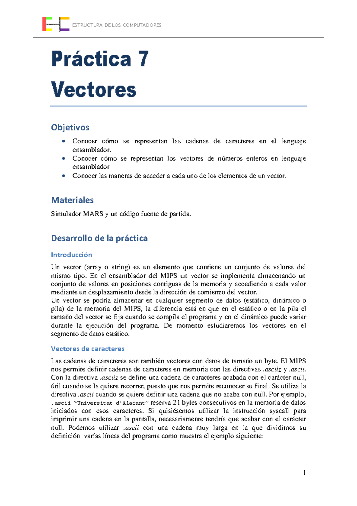 Práctica 7 - Vectores - Enunciados de las prácticas. - Práctica 7 ...