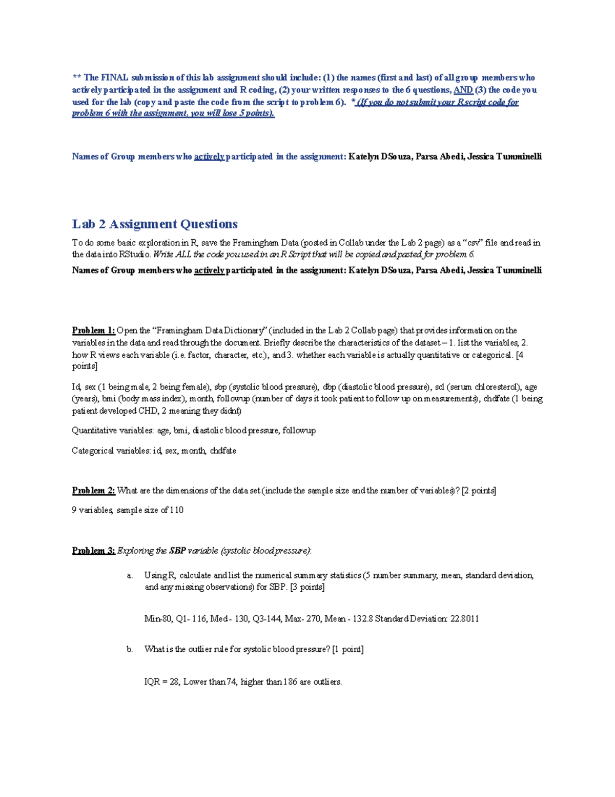 Stat Lab 2 Assignment The Final Submission Of This Lab Assignment
