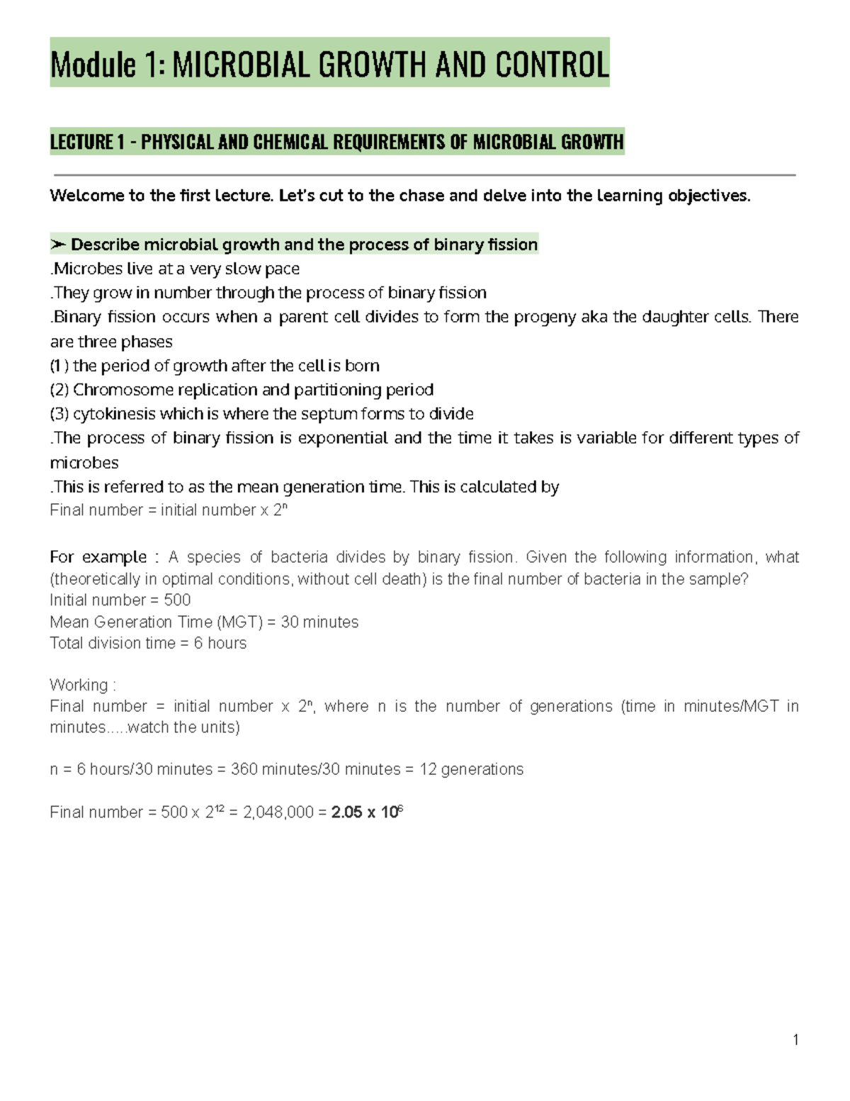 Module 1 - Microbial Growth AND Control - Microbes to Medicine ...