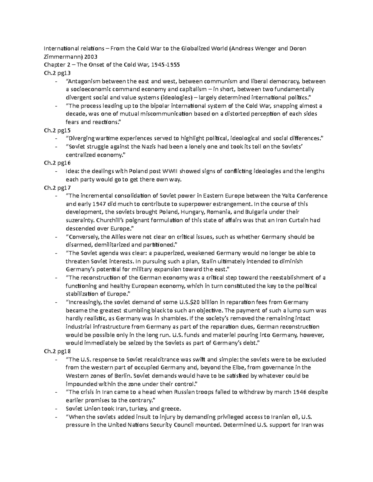 Cold War - Notes - From the Cold War to the Globalized World ...