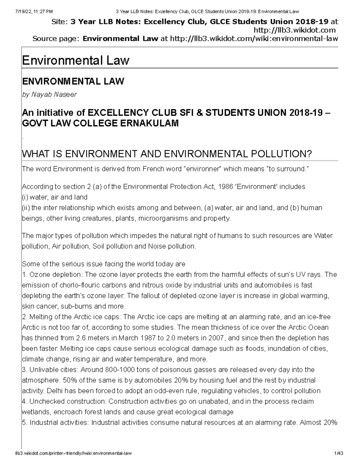 3 Year LLB Notes , GLCE Students Union 2018-19 Environmental Law - Site ...
