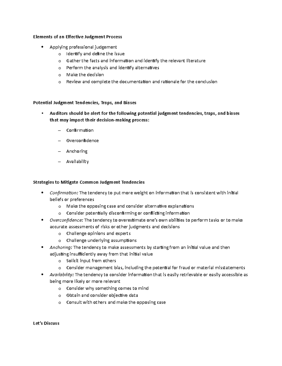 Lecture Notes 6 - Elements of an Effective Judgment Process Applying ...