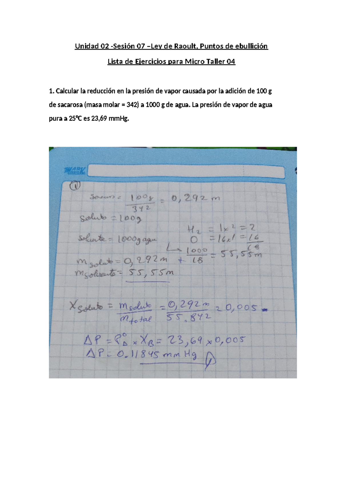 Puntos de ebullición fisicoquímica micro taller 4 - Unidad 02 -Sesión ...