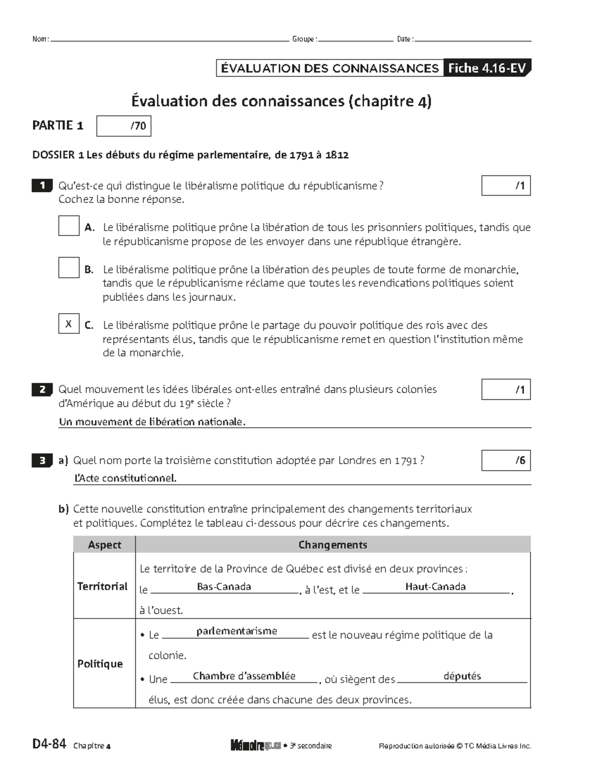 Examen-histoire - Examen histoire Québec - X Un mouvement de libération ...