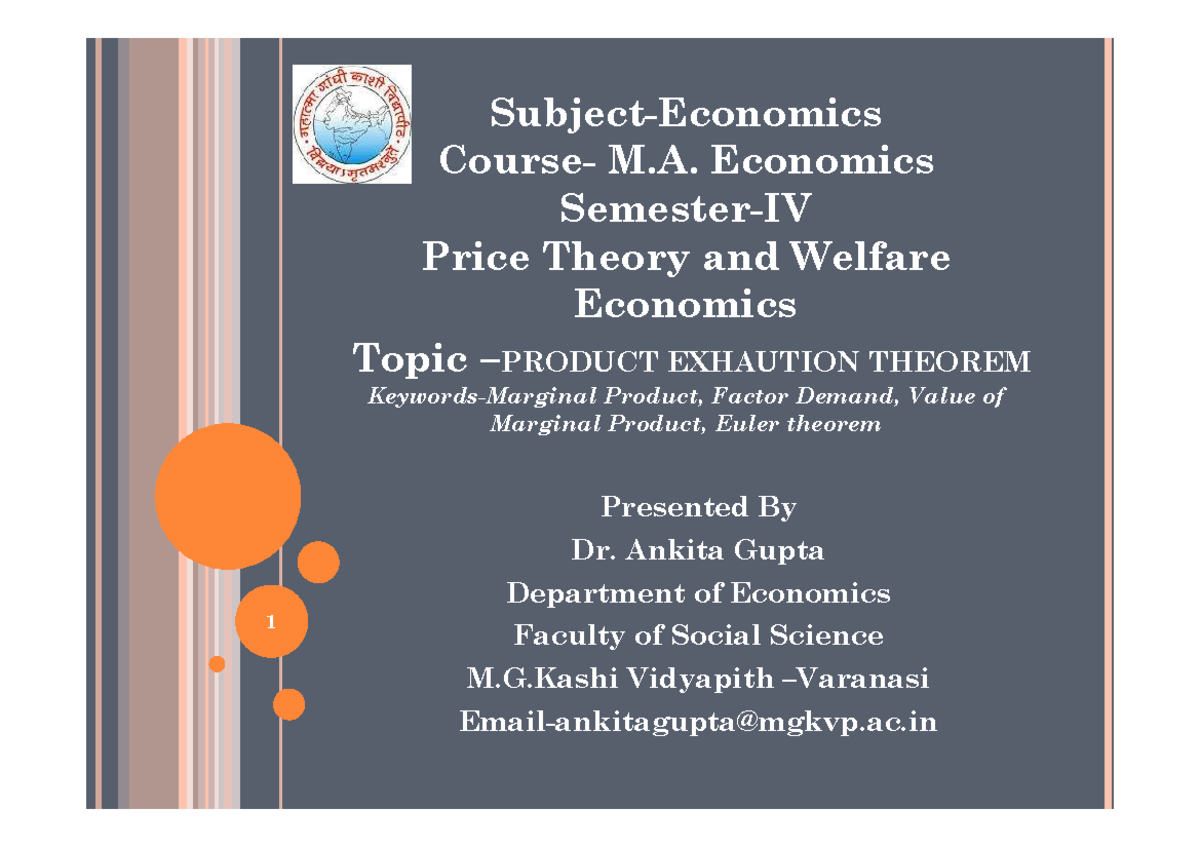 Euler theorem - Micro Economics - Subject-Economics Course- M ...