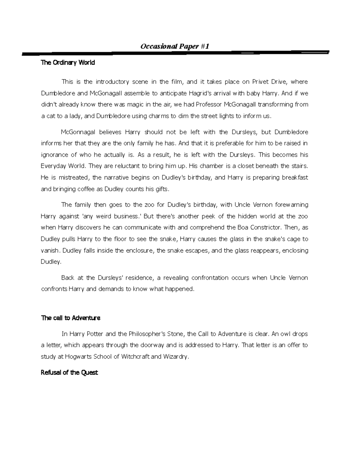 Occasional Paper - Occasional Paper The Ordinary World This is the ...