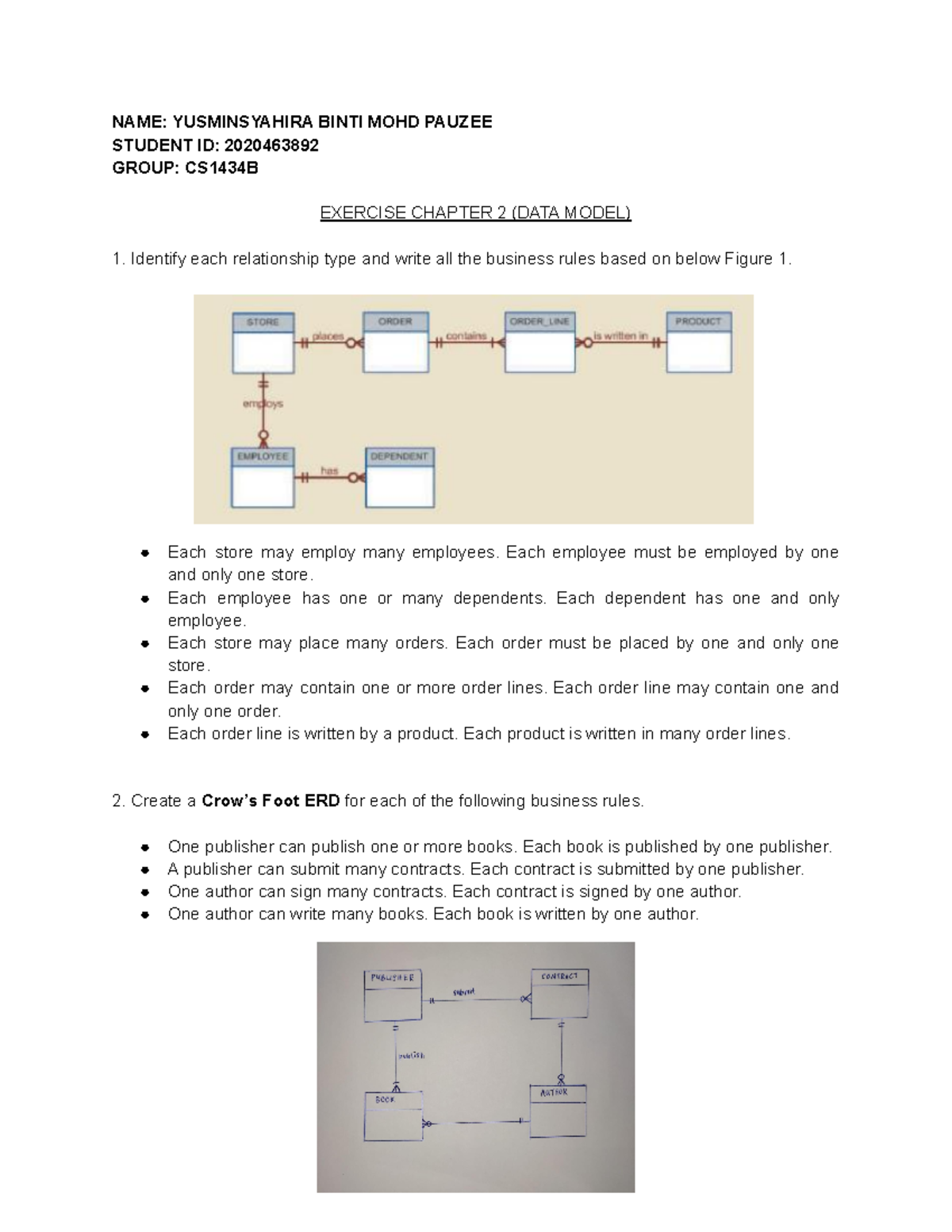 Yusminsyahira ( Exercise Chapter 2) - NAME: YUSMINSYAHIRA BINTI MOHD PAUZEE STUDENT ID ...