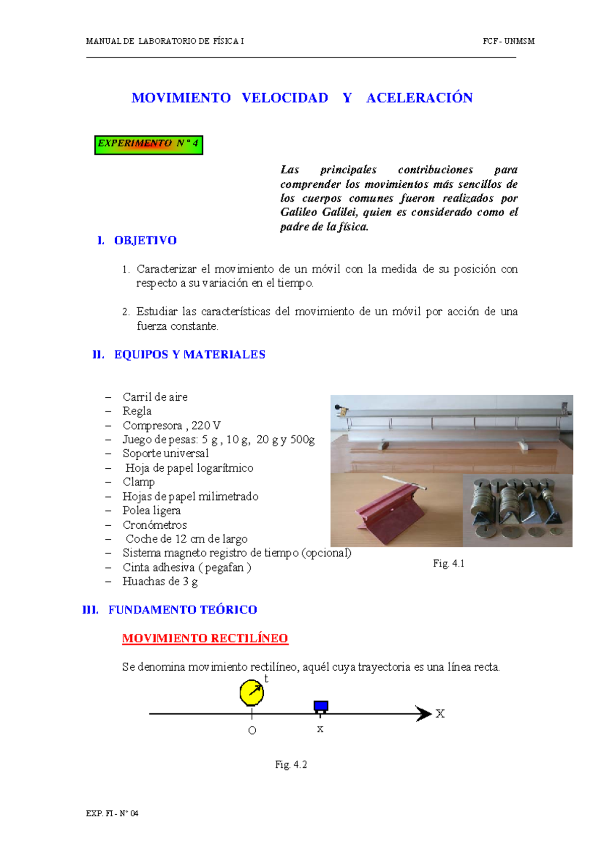 Experimento 4 - Lee - Fig. 4. MOVIMIENTO VELOCIDAD Y ACELERACIÓN Las ...