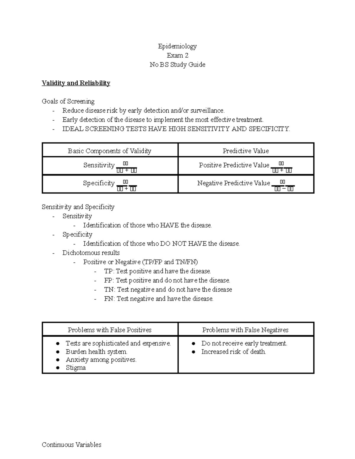 Lecture 5 Update - Epidemiology Exam 2 No BS Study Guide Validity and ...