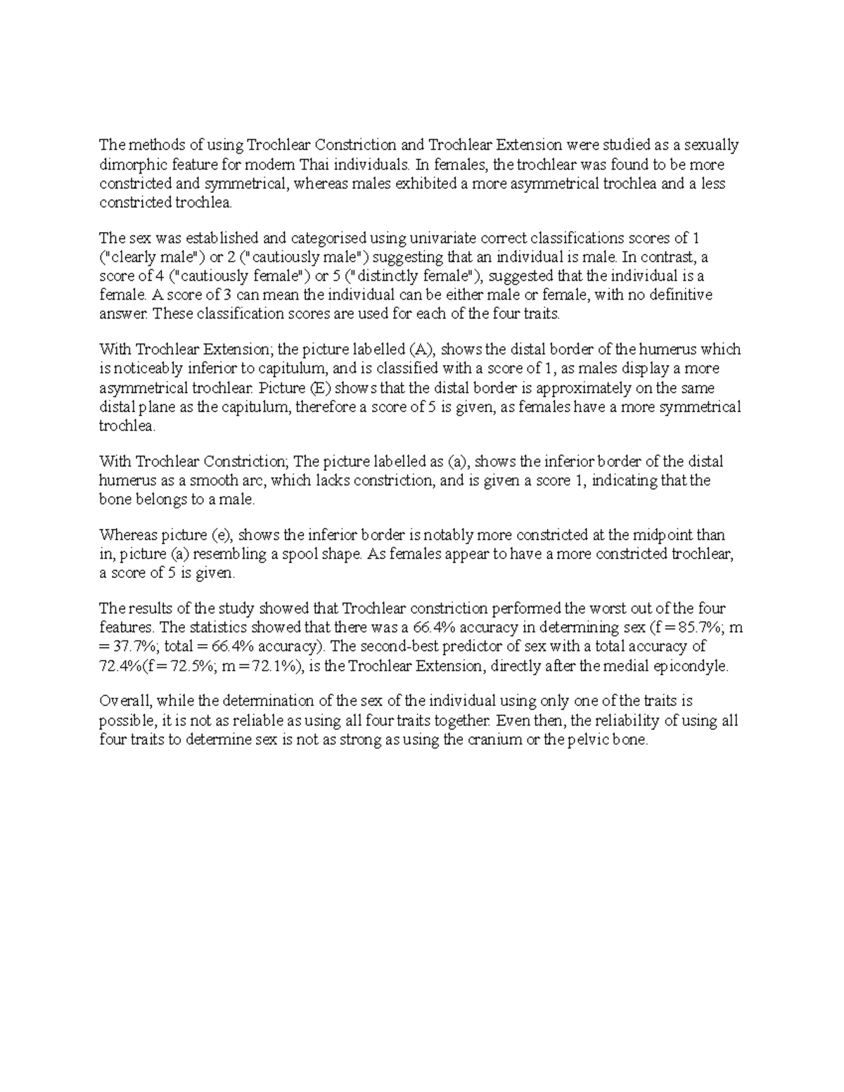 Trochlear Constriction and Trochlear Extension - In females, the ...