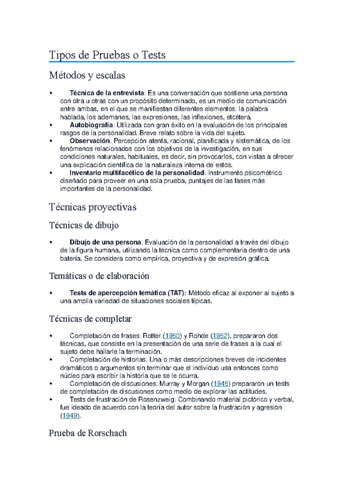 Tipos de Pruebas o Tests - Tipos de Pruebas o Tests Métodos y escalas ...