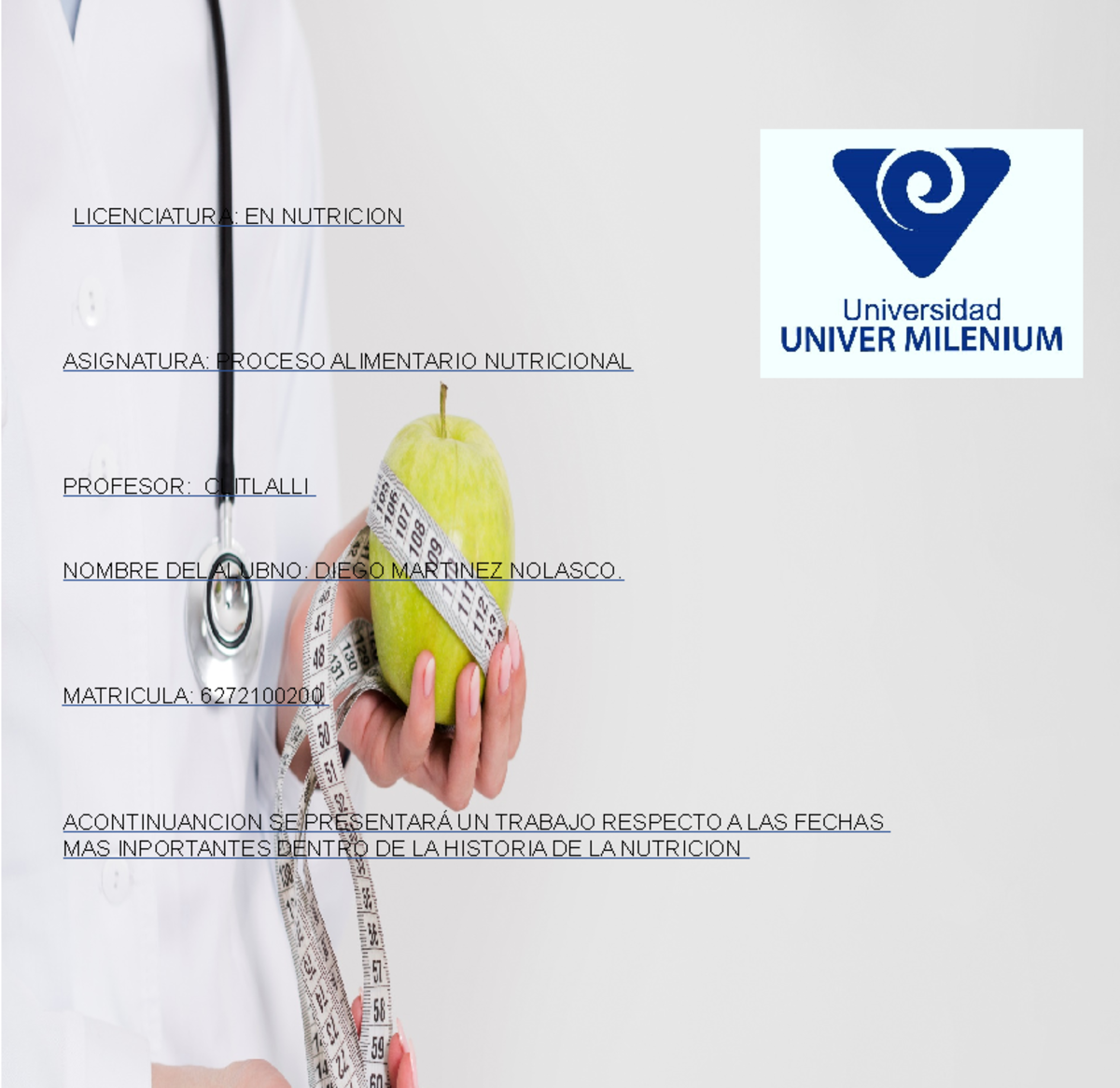 Actividad 1 DE Proceso Alimentario Nutricional - ASIGNATURA: PROCESO ...