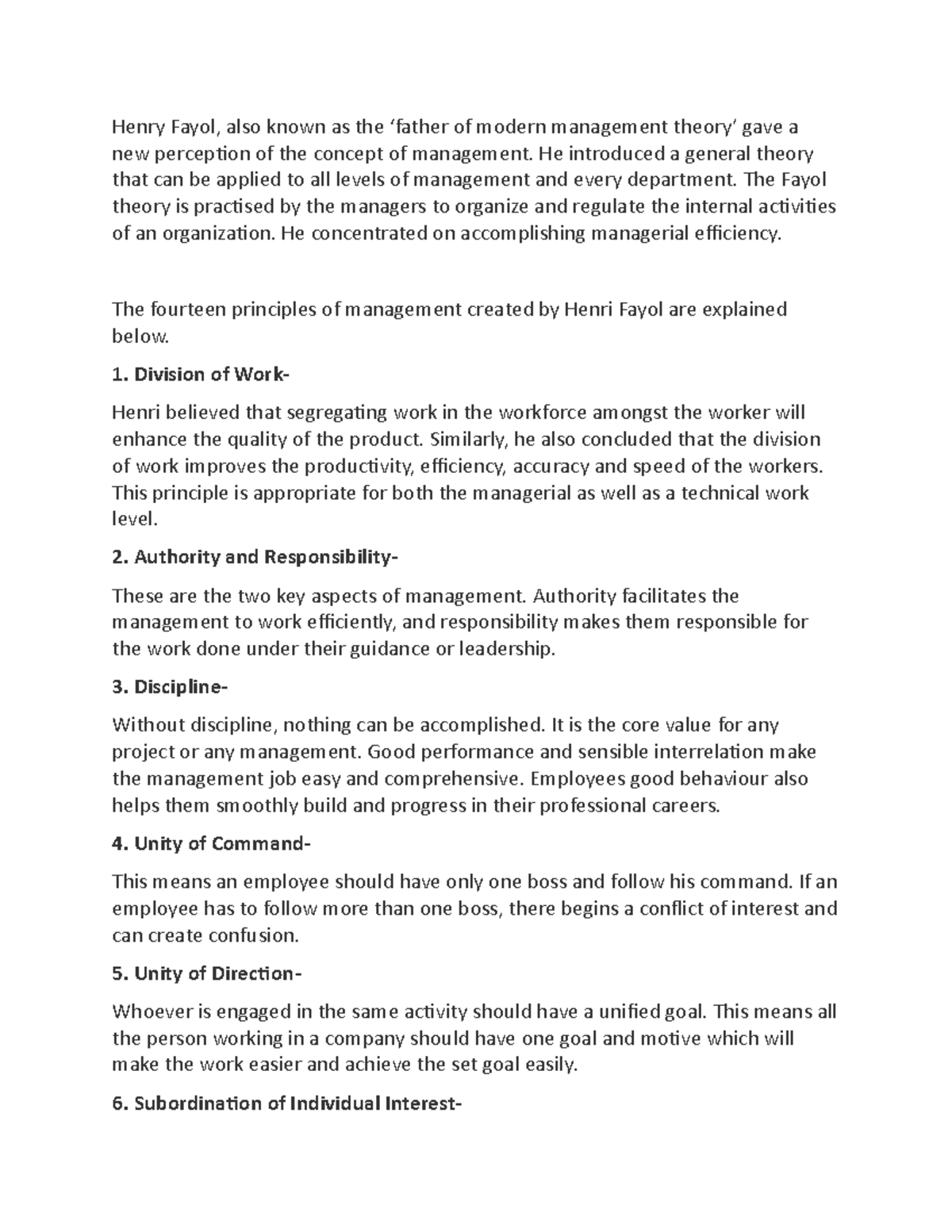 Principles of management - Henry Fayol, also known as the ‘father of ...