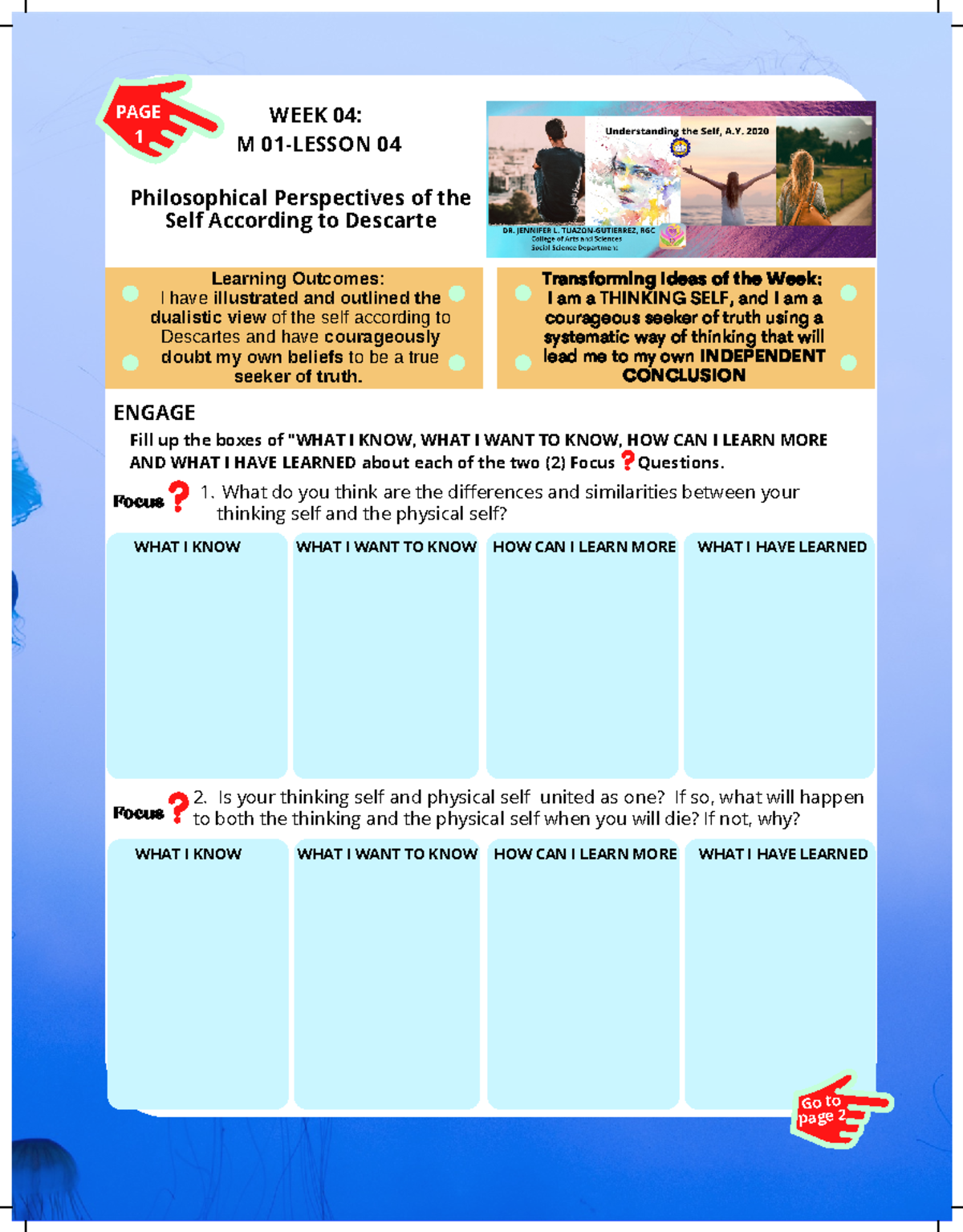 4. M 01 Lesson 04 Descartes - Learning Outcomes: I have illustrated and ...