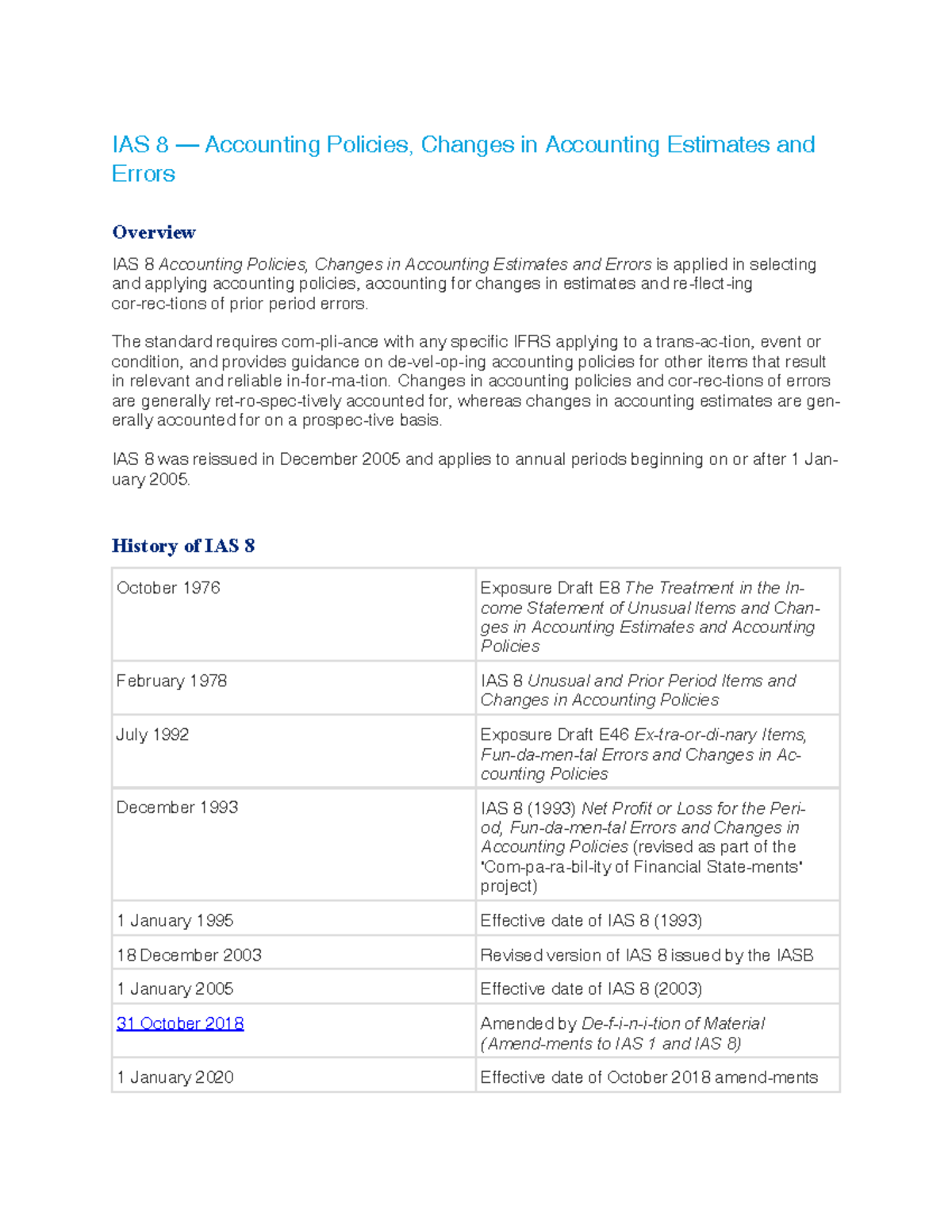 IAS 8 Accounting Policies, Changes in Accounting Estimates and Errors ...