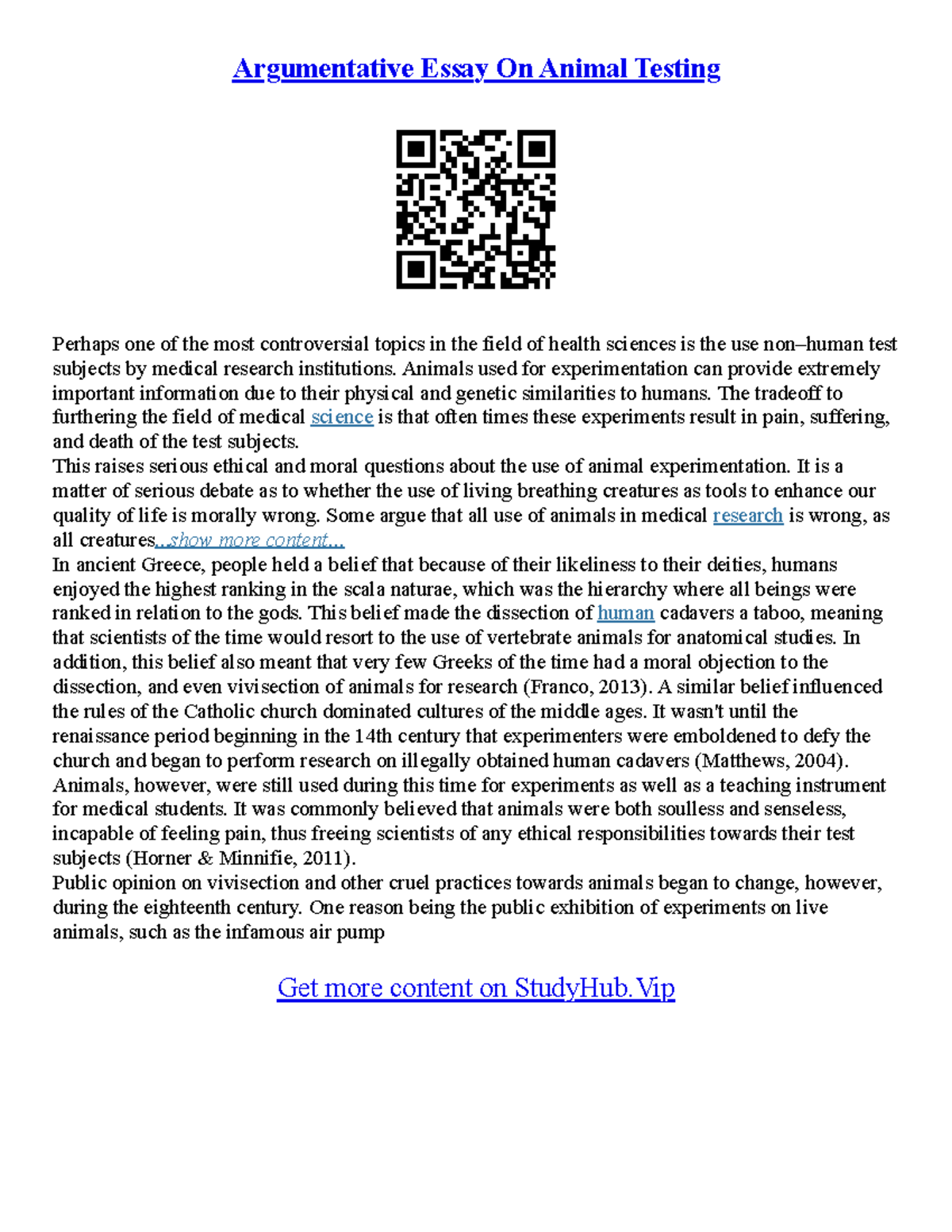 Example Of Argumentative Essay On Animal Testing - Argumentative Essay ...