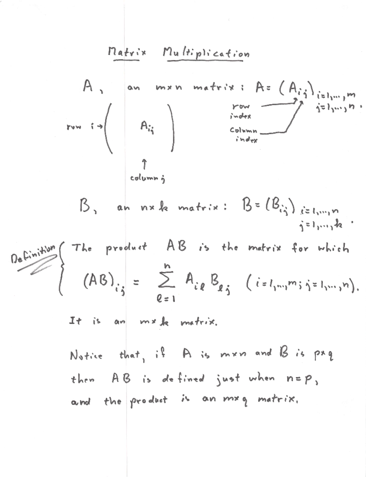 Lecture notes, lecture Matrix Multiplication - Matrix Multiplication A ...