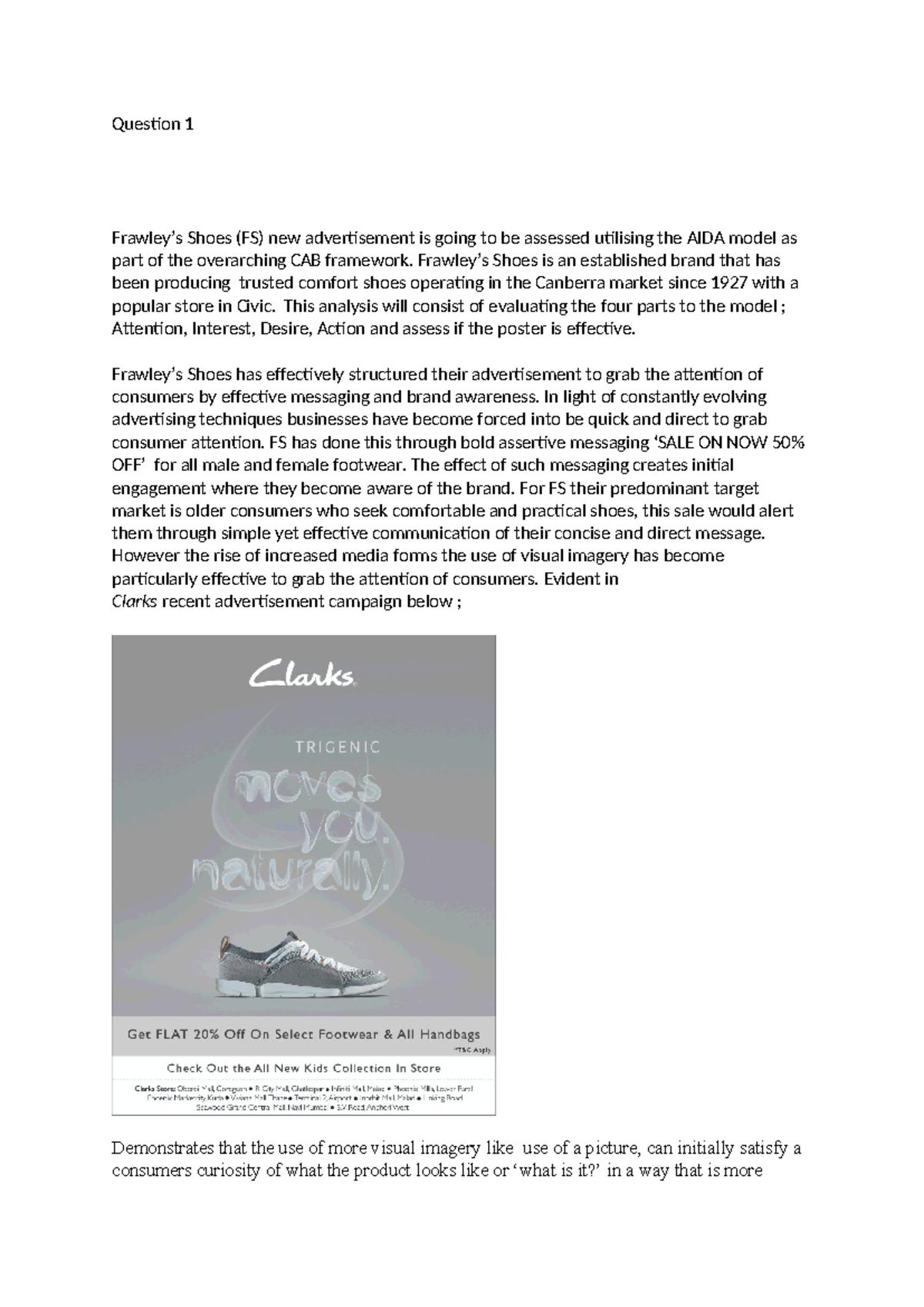 Advertising Assignment - Question 1 Frawley’s Shoes (FS) new ...