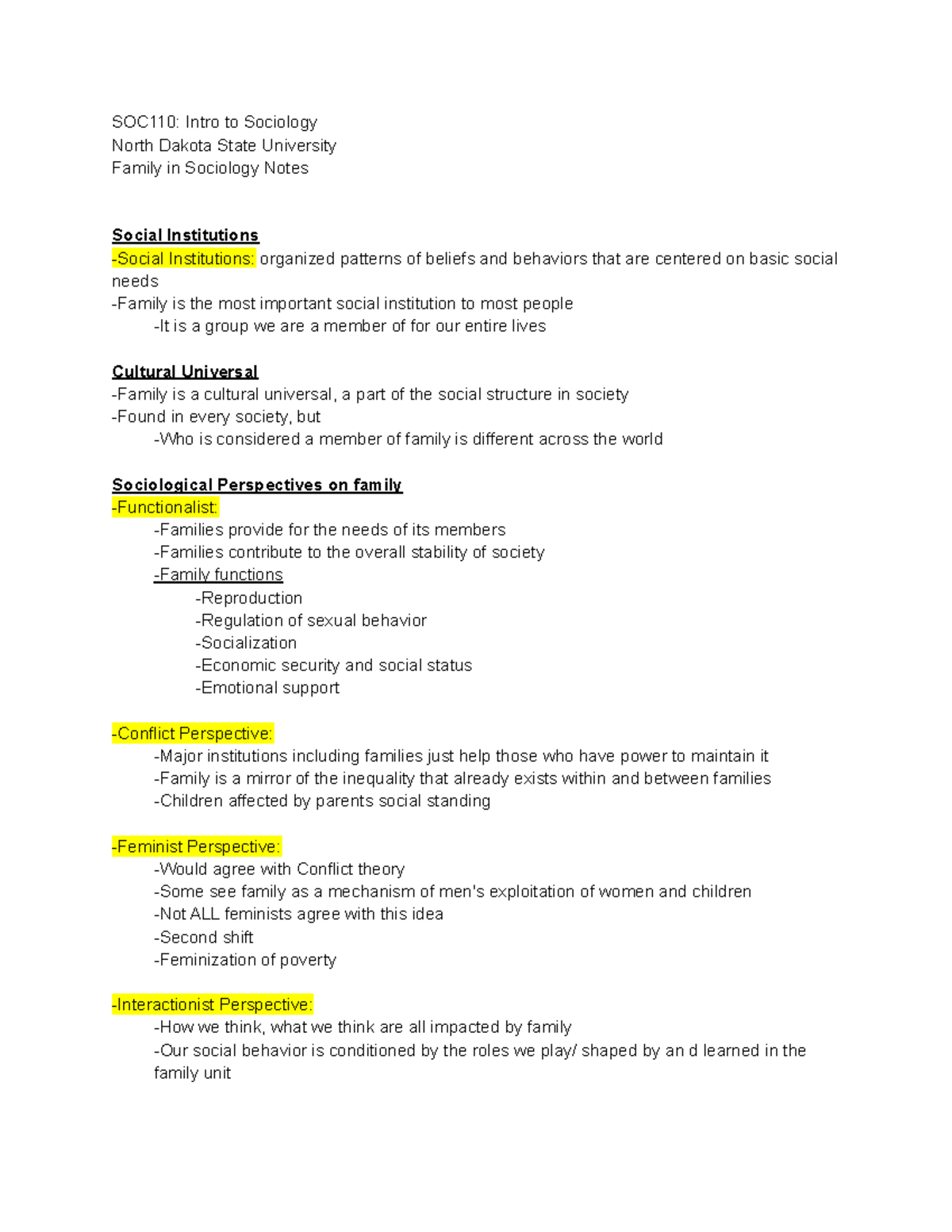 Family in Sociology - SOC110: Intro to Sociology North Dakota State ...