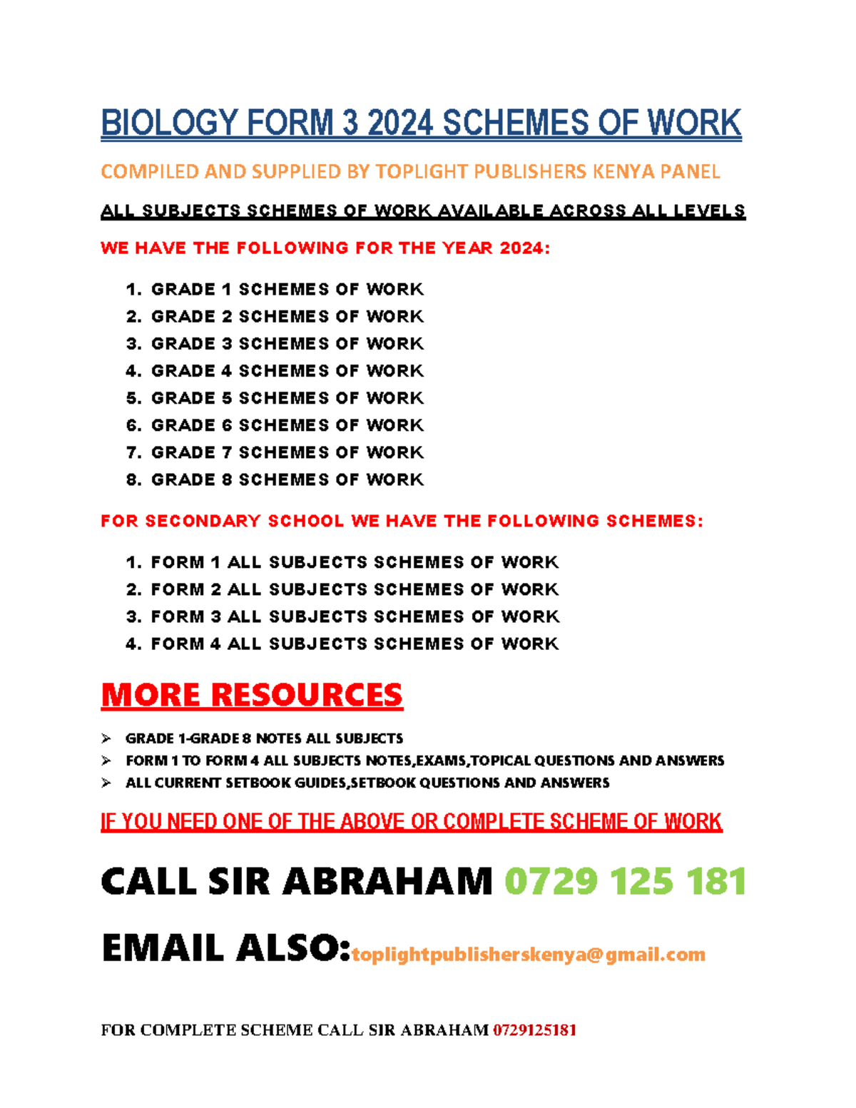 BIO FM3-SOW 2024 - WORK - BIOLOGY FORM 3 2024 SCHEMES OF WORK COMPILED ...